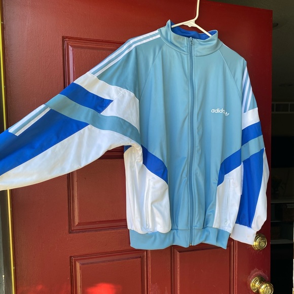 adidas | Jackets & Coats | Adidas Blue And White Track Jacket | Poshmark